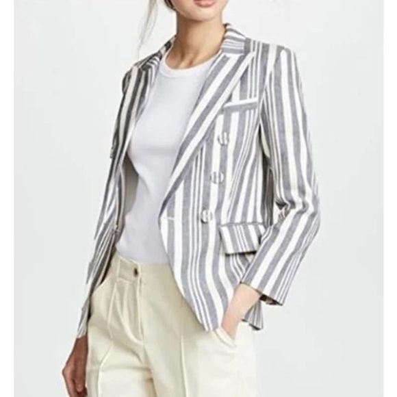 Veronica Beard | Jackets & Coats | Veronicabeard Geneva Striped Linen ...